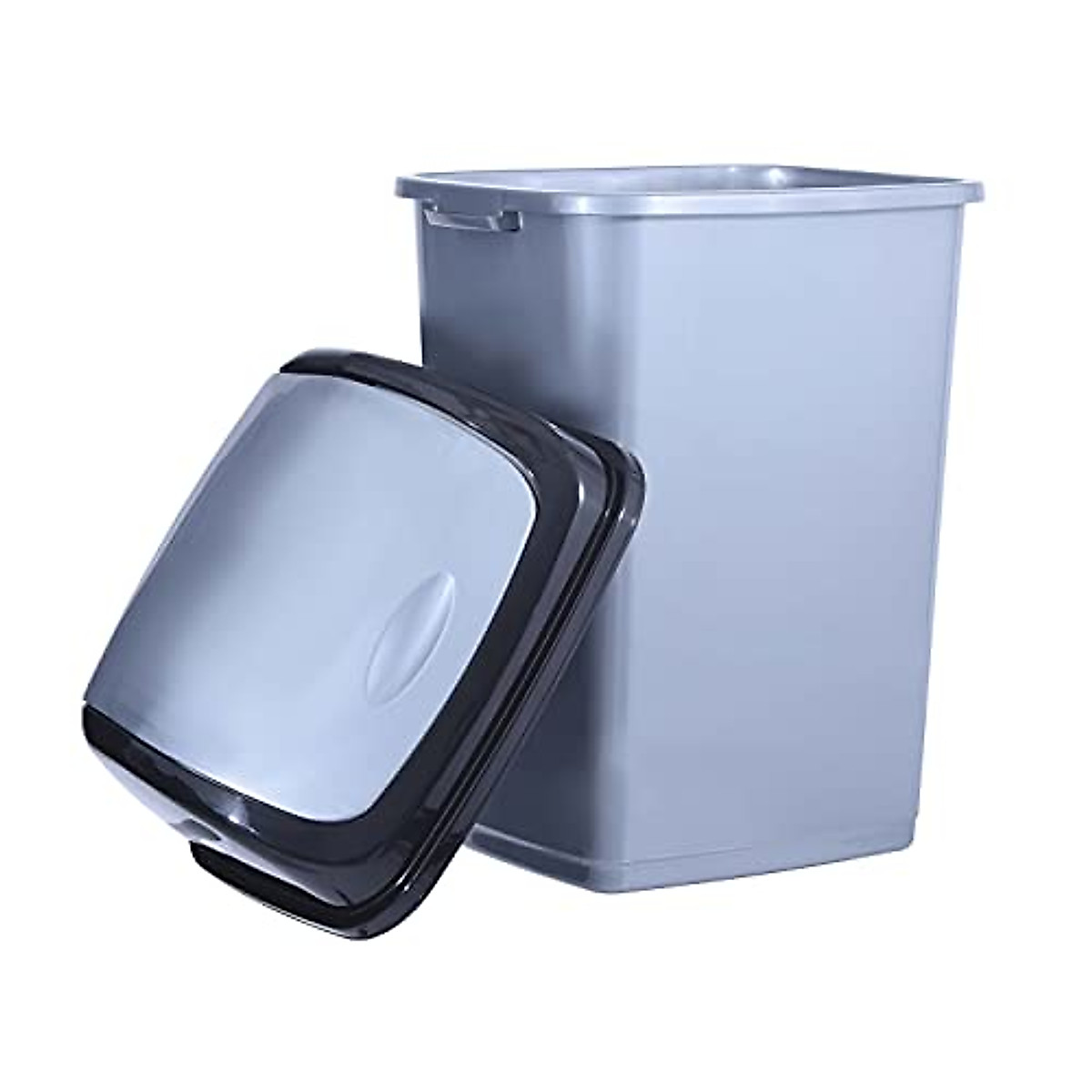 Superio Large 13 Gallon Trash Can with Swing Top Lid, Waste Bin for Kitchen, Garage, Indoor/ Outdoor Trash Can, 52 Qt,(2 Pack) (Grey/Black)