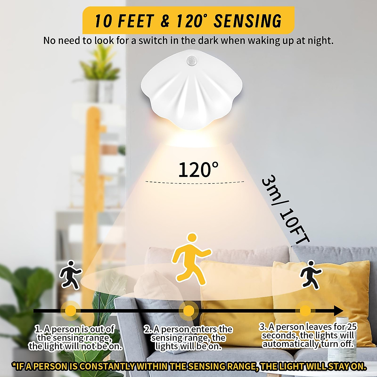 WHTAOMILI Motion Sensor Night Light, Battery Operated Wireless Wall Sconces, Magnetic LED Wall Light, Wall Mounted Lamps with 3 Color Temperatures&Dimmable for Bedroom Hallway Stairway-2 Pack (White)