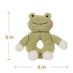 Apricot Lamb Baby Frog Soft Rattle Toy, Plush Stuffed Animal for Newborn Soft Over 0 Months (Frog, 6 Inches)