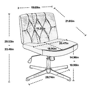 Targawerelax Criss Cross Desk Chair, Adjustable Office Chair no arms, Crisscross Chair, Home Office Desk Chairs no Wheels Cross Legged Office Chair Vanity Chair Computer pc Chair for Small Spaces