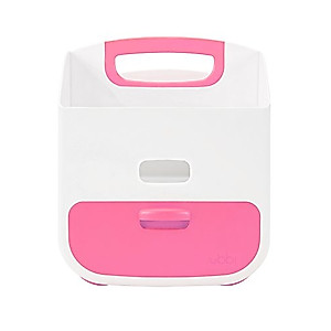Ubbi Portable Diaper Changing Station + Diaper Storage Caddy Organizer with Changing Mat: Easily Stores Baby Diapers, Wipes + Baby Accessories - Pink