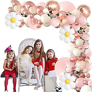 EUOPHYM Rose Gold Balloon Arch Kit Daisy Balloon garland kit Flower Ballons with 4D Globos and Rose Gold Confetti Latex Balloon Wedding Birthday Party Decor Baby Shower (Rose Gold Pink and Daisy)