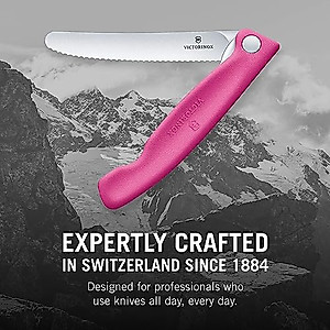 Victorinox Swiss Classic Foldable Paring Knife, Wavy Edge Pink 4.3 in