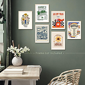 Harry Poster Style Canvas Painting Room Aesthetic Decoration for Boys and Girls Dormitory Bedroom Music Album Gift (12x16 inches x 6 pieces)