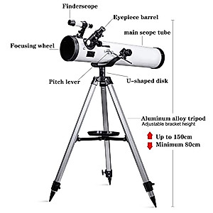 WUEURU Reflector Telescope, 76mm Aperture 700mm AZ Mount Portable Astronomy Refractor Telescope, (35X-525X) Multi-Coated High Transmission Telescope & Adjustable Tripod, Smartphone Adapter