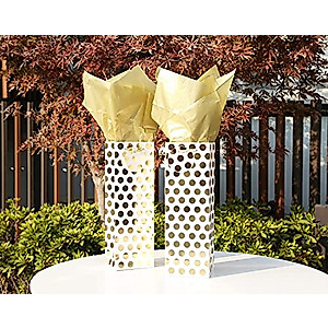 UNIQOOO 100 Sheets Metallic Gold Foil Gift Tissue Paper Bulk, Recyclable Durable for Gift Bags Box Gift Wrapping DIY Craft, Wedding Birthday Party Favor Decor, Shredded Filler, Pinata, 20X14in