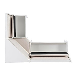 Linon Kiera Corner Upholstered Seats and Hidden Storage, Kitchen Dining Nook Set, White & Beige Striped