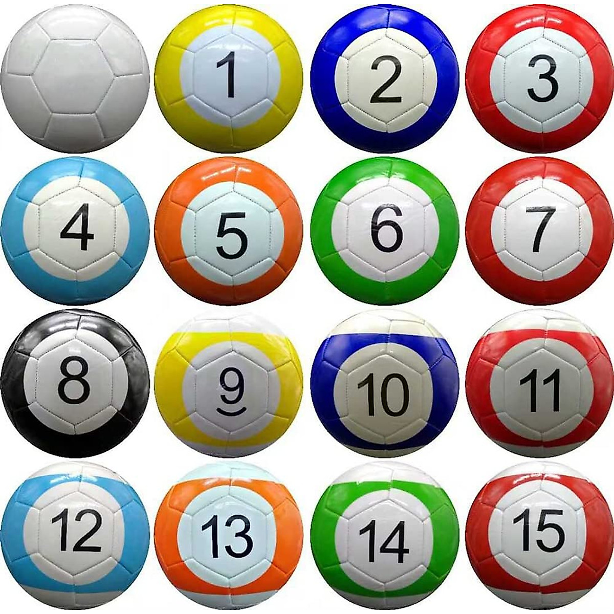 Zony Snookball Set - 16 Pcs Recreational Football Game Snooker Balls with Air Pump, 15cm Diameter, Unisex-Kids, Huge Billiards Pool Soccer Ball Party Game