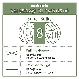 HOMBYS Sage Green Chunky Chenille Yarn for Crocheting, Bulky Thick Fluffy Yarn for Knitting,Super Bulky Chunky Yarn for Hand Knitting Blanket, Soft Plush Yarn, 8 Jumbo Pack (31.7 yds,8 oz Each Skein)