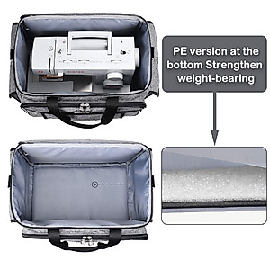 Sewing Machine Case, CAB55 Sewing Machine Carrying Bag with Removable Padding Pad, Tote Bag for Sewing Machine and Extra Sewing Accessories, Gray(17"x13"x14")