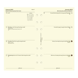 Filofax Malden Organizer, Personal Size, Pink - Tactile, Full-Grain Buffalo Leather, Six Rings, with Cotton Cream Week-to-View Calendar Diary, Multilingual, 2024 (C022616-24)