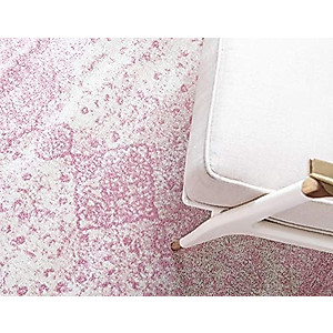 Rugs.com Dover Collection Rug – 2' x 3' Pink Low-Pile Rug Perfect for Entryways, Kitchens, Breakfast Nooks, Accent Pieces