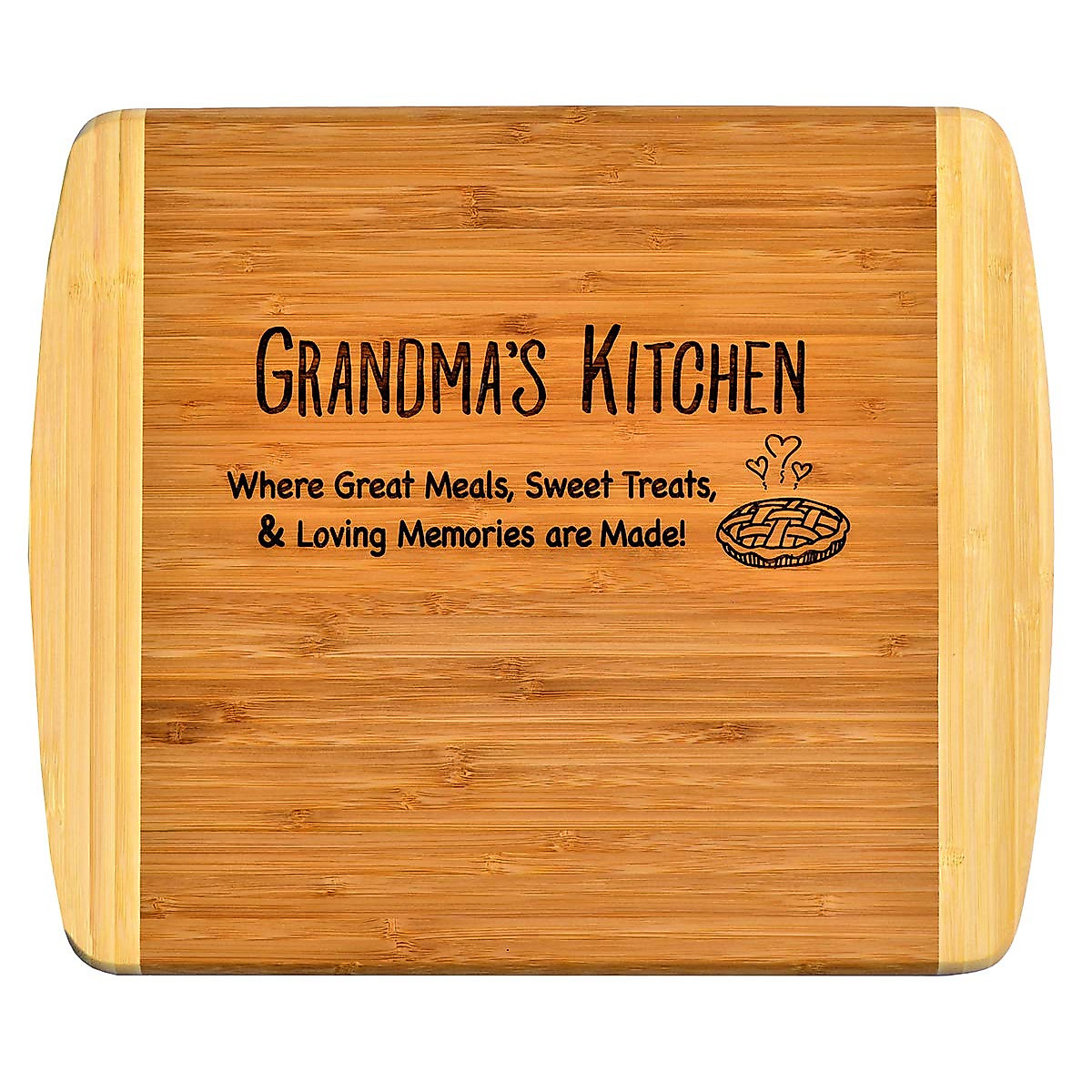 GRANDMA GIFT - Engraved 2-Tone Bamboo Cutting Board - 2-Sided Kitchen Design One Side For Decor Reverse Side For Usage Grandma Birthday Mothers Day Christmas Gift Grandmother (11 1/2 x 13 1/2)