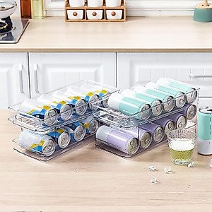 Tyenaza Can Organizer, Stackable Drink Soda Can Holder Rack PET Dispenser Double Deck, Can Storage Organizer Fit for Pantry Refrigerator Kitchen