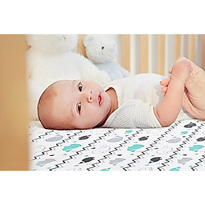 Stretchy Fitted Crib Sheets Set BROLEX 2 Pack Portable Crib Mattress Topper for Baby Boys Girls,Ultra Soft Jersey,Full Standard,Elephant & Whale