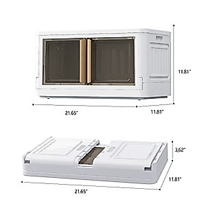 Nafenai Storage Bins with Lids - Folding plastic storage bin,44 Quart Collapsible storage box with Wheels,Double Door Stackable Closet Organizers,Storage boxs for Home