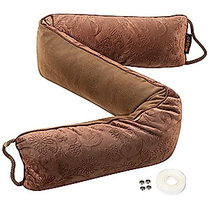 MAGZO Door Pillow Draft Stopper 32 Inch, Weighted Flower Printed Door Draft Blocker Under Door Air Noise Blocker, Coffee