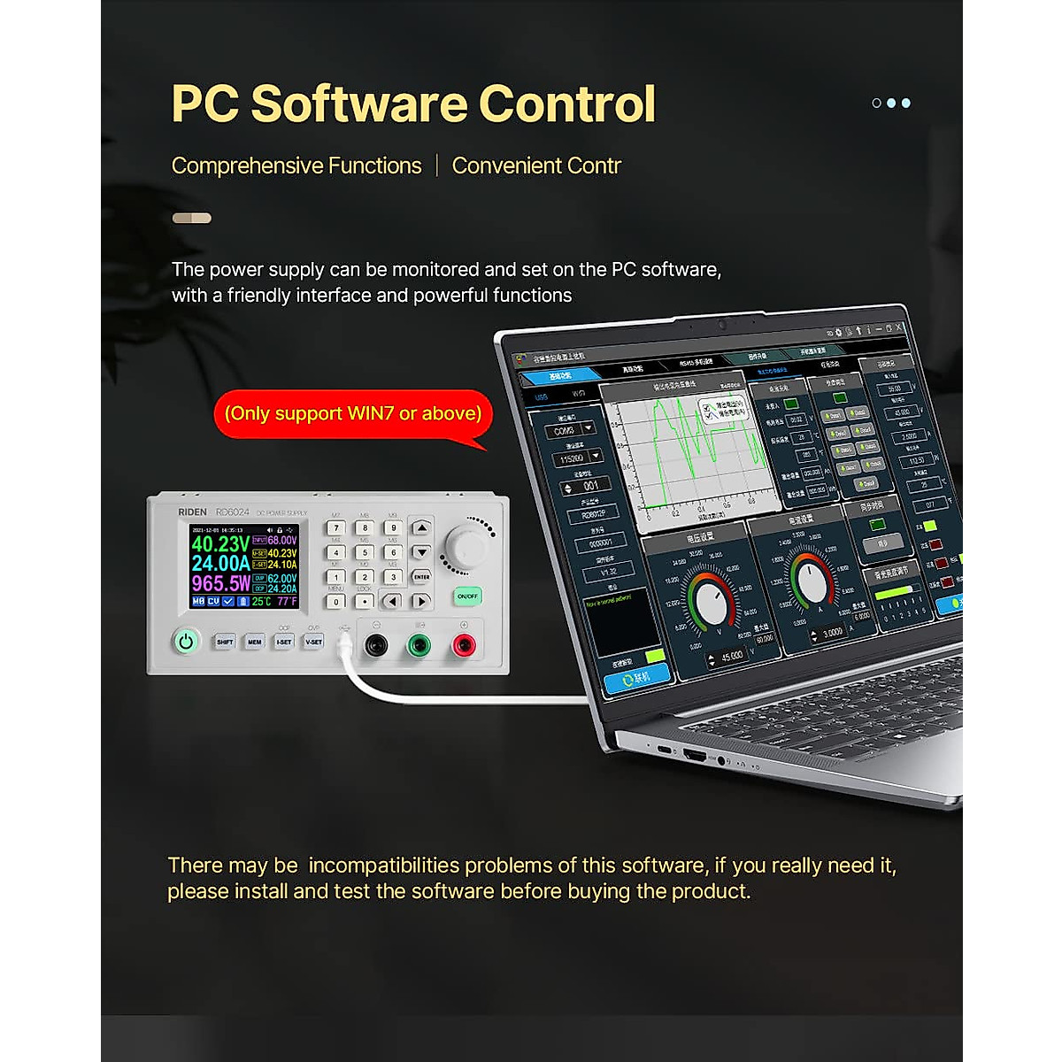 DC Power Supply Variable Adjustable Lab Bench Power Supply Buck Converter Step Down Switching Regulated 4-Digital LCD Display 60V 24A 1140W Assembled RD6024