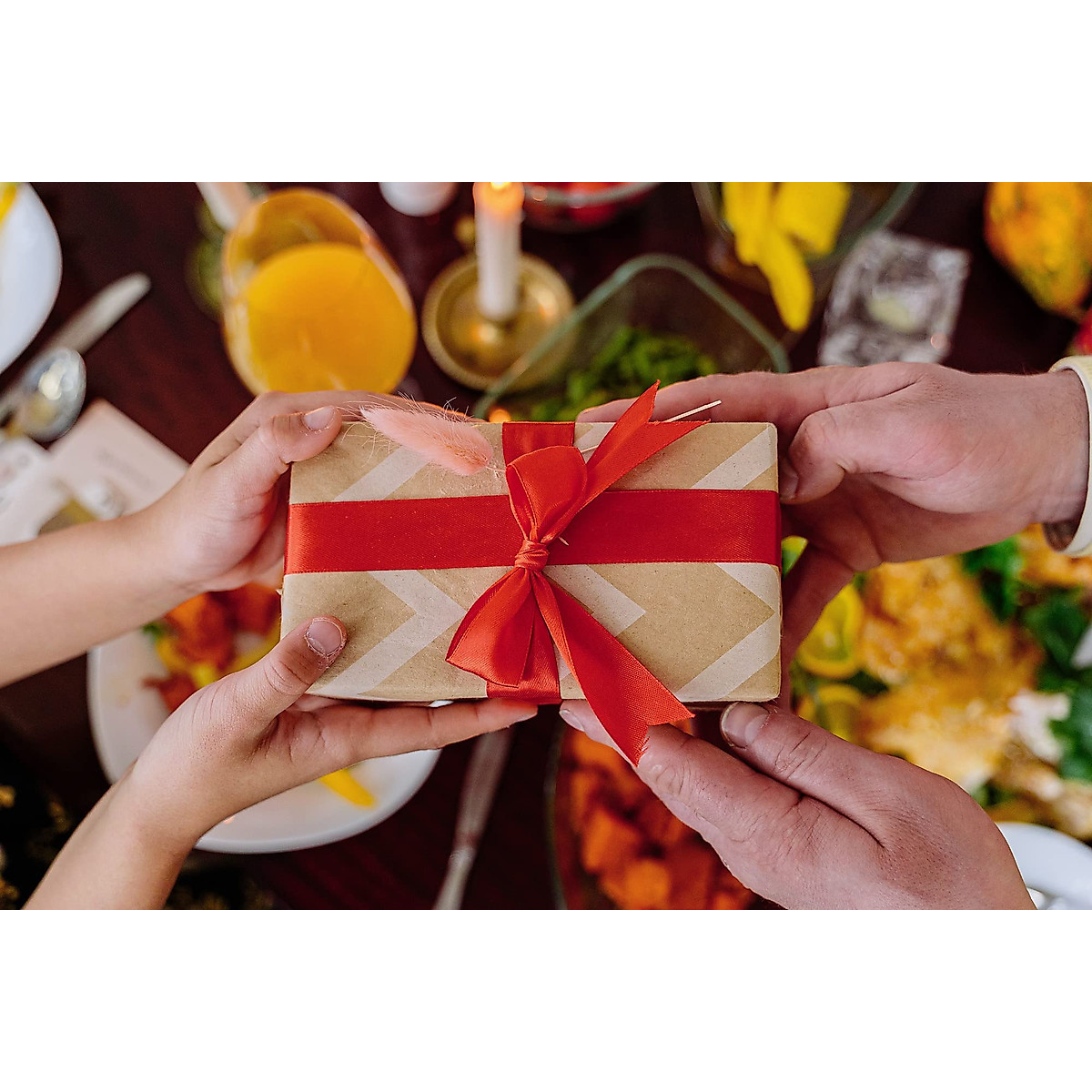 YASEO 1 Inch Champaign Gold Solid Satin Ribbon, 50 Yards Craft Fabric Ribbon for Gift Wrapping Floral Bouquets Wedding Party Decoration