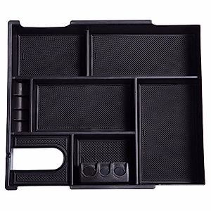 JDMCAR Compatible with Toyota Tundra Accessories 2014-2021 Center Console Organizer, Insert ABS Black Materials Tray, Armrest Secondary Storage Box - Full Tray