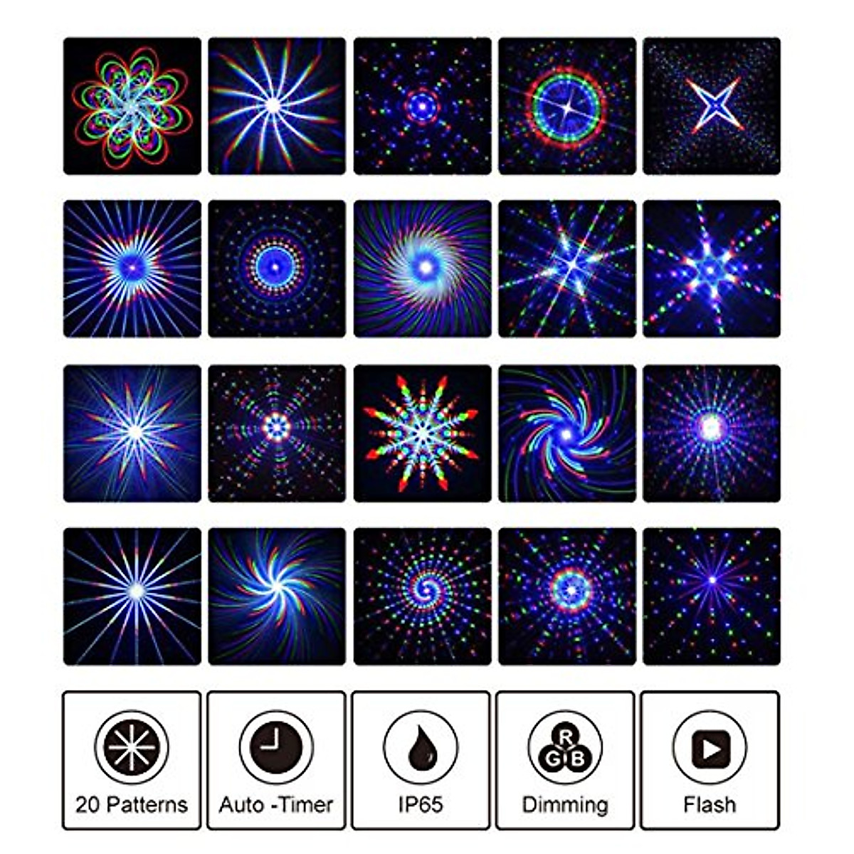 Outdoor Waterproof Laser Projector Light- Moving RGB 20 Patterns- with RF Remote Control and Timer, Perfect for Lawn, Party, Garden Decoration (Green)- NL69