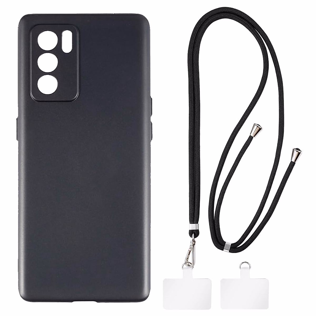 Shantime Oppo Reno 6 Pro 5G Case + Universal Mobile Phone Lanyards, Neck/Crossbody Soft Strap Silicone TPU Cover Bumper Shell for Oppo Reno 6 Pro 5G (6.55”)