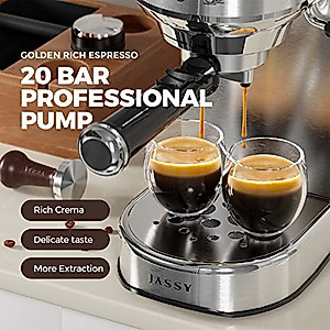 JASSY Espresso Machine Latte Makers 20 Bar Cappuccino Machines with Milk Frother for Espresso/Cappuccino/Latte for Home Brewing with 35 oz Removable Water Tank/Full Stainless Steel /1450W