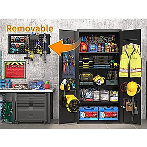ANTISTA Metal Storage Cabinet - 72-Inch Black Lockable Garage Cabinet with Doors& 4 Adjustable Shelves | Heavy-Duty Steel Cabinet for Garage, Office, Pantry, Gym
