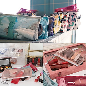 Sea Team 6pcs Multicolored Portable Travel Toiletry Pouch Nylon Mesh Cosmetic Makeup Organizer Bag with Zipper