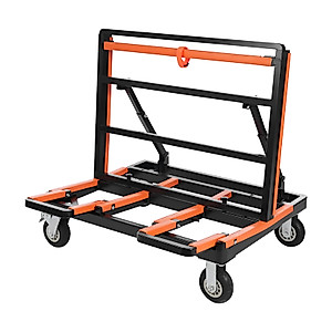Upgrade Folding Drywall Cart, 2200 lbs Load Capacity, Heavy Duty Panel Dolly Cart with Rubber Swivel Casters, Handling Wall Panel, Sheetrock, Wood Panel, Windows, Rolling Dolly for Garage, Warehouse