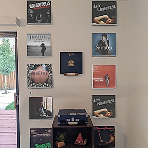 VIOOAL 12'' Vinyl Record Wall Mount, 8 Pack Vnyl Shelves,Record Wall Display(Clear)