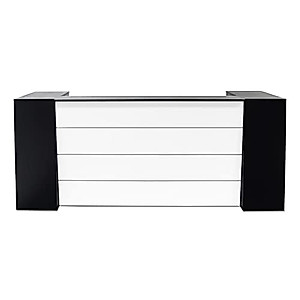 Clinton Modern Reception Desk in Black Oak with White Acrylic Front