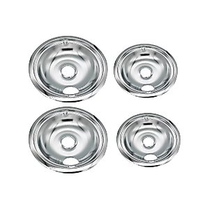 Amazinpure WB31T10010 and WB31T10011 Replacement Chrome Drip Pans for GE/Hotpoint Electric Range with Locking Slot Includes 2 6-Inch and 2 8-Inch Pans, 4 Pack WB32T10008 WB32X10015 DP165 GE68C