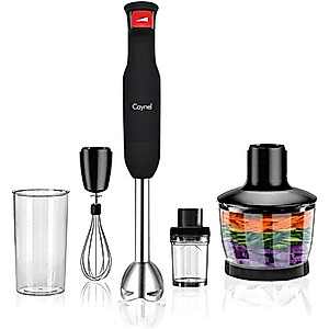 Caynel 500 Watt Immersion Hand Blender, 8 Variable Speeds Control with Turbo Setting, Ergonomic handle Multi-purpose Hand Mixer Pure Copper Motor Stainless Steel （5-in-1）