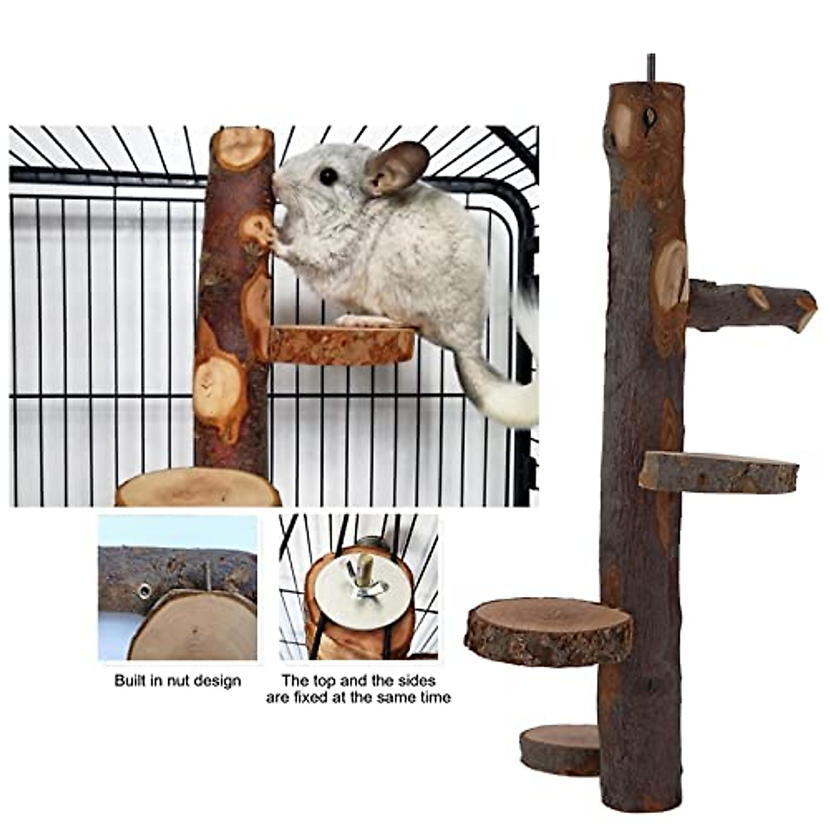Perch Branch, Bird Perch Stand Easy to Install Wood for Jumping Toy