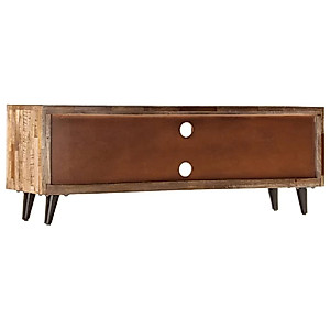 GaRcan TV Stand, TV Unit for Living Room Bedroom, Sideboard with Drawer, TV Console Entertainment Center, Industrial Style, Solid Mango Wood