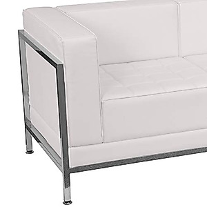 Flash Furniture HERCULES Imagination Series Contemporary White LeatherSoft Sofa with Encasing Frame