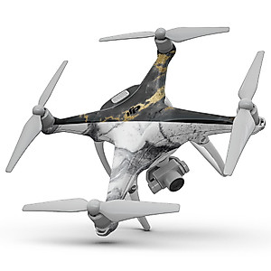 Design Skinz Design Skinz White-Black Marble & Digital Gold Foil V1 Full-Body Wrap Decal Skin-Kit Compatible with The Drone DJI Mavic