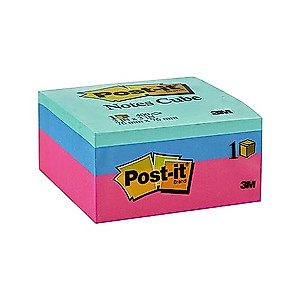 Post-it Notes, 3 in x 3 in, 1 Cube, America's #1 Favorite Sticky Notes, Pink Wave, Clean Removal, Recyclable (2027-RCR)