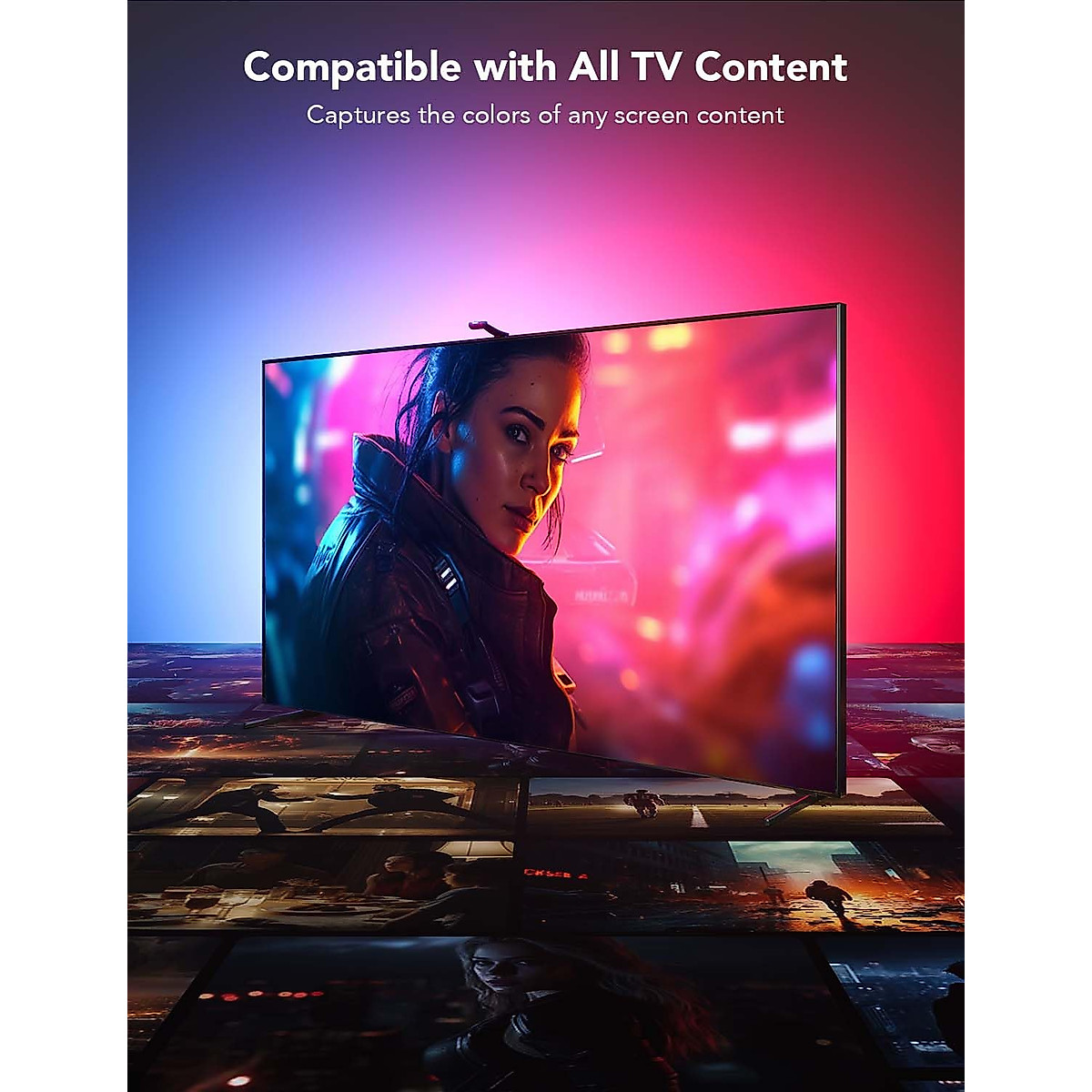 Govee Envisual TV Backlight T2 with Dual Cameras, 16.4ft RGBIC Wi-Fi LED Backlights for 75-85 inch TVs, Double Light Beads, Adapts to Ultra-Thin TVs, Smart App Control, Music Sync, H605C