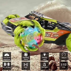 Agekub 1:12 Remote Control Monster Truck for Boys RC Monster Trucks Toys High Speed Music RC Stunt Car 2.4 GHZ Hand Controlled Rock Crawler RC Toy Car Gift for Kids