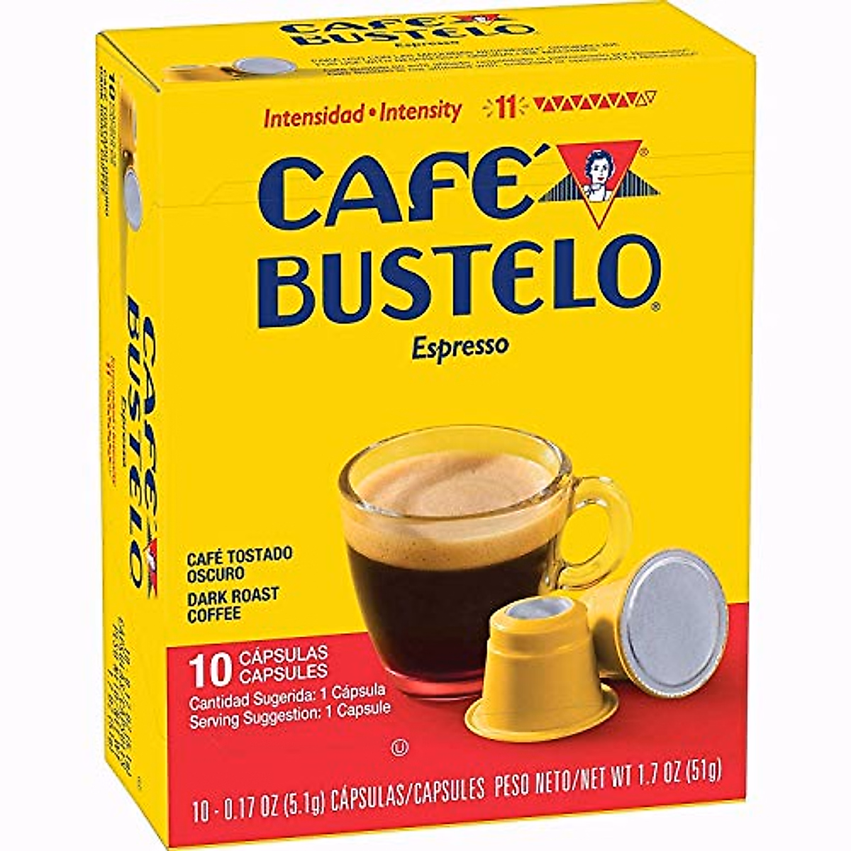 Nespresso Cafe Bustelo Coffee Espresso Capsules, 30 Count