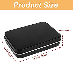 Tin Box with Lid, Small Metal Box Rectangular Hinged Lids Tin Empty Tins Box Containers Mini Cookie Tin Case Portable Metal Tins with Lids for Candies Soaps Earrings Jewelry Crafts Gifts, Black