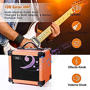 OBB Dual-Powered Bluetooth Guitar Amp, Portable Electric Guitar Amplifier with 10W Speaker, Guitar Amplifier Includes Gain/Bass/Treble knob
