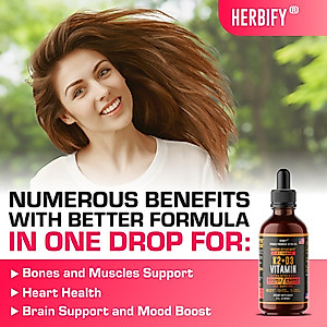 Vitamin D3 K2 Drops – Liquid Vitamins for Women, Men & Teen Vitamins - Bone Strength Supplements - D3 K2 Mt Vitamins for Immune Support & Heart Health - Vitamin D3 10000 Iu Liquid K2 Drops – 2 oz