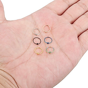 Yaalozei 22G Nose Rings Hoops Piercing Jewelry Women Stainless Surgical Steel Captive Bead Septum Nose Eyebrow Lip Smiley Rings Tragus Cartilage Helix Rook Daith Earring Hoop Piercing Jewelry Men 8mm