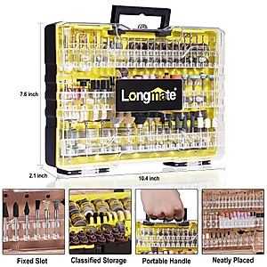 Rotary Tool Accessories Kit, Longmate 544pcs Rotary Tool Bit Set 1/8-inch Shank Attachments for Easy Cutting, Grinding, Sanding, Sharpening, Carving, Polishing, Engraving for Woodworking, Glass, Metal