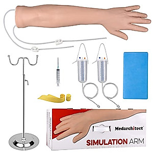 Medarchitect IV Injection & Phlebotomy Arm Practice kit with Intravenous Infusion, Blood Draw, Venipuncture Techniques Training Model for NP/PA/RN Medical Students Educational Teaching