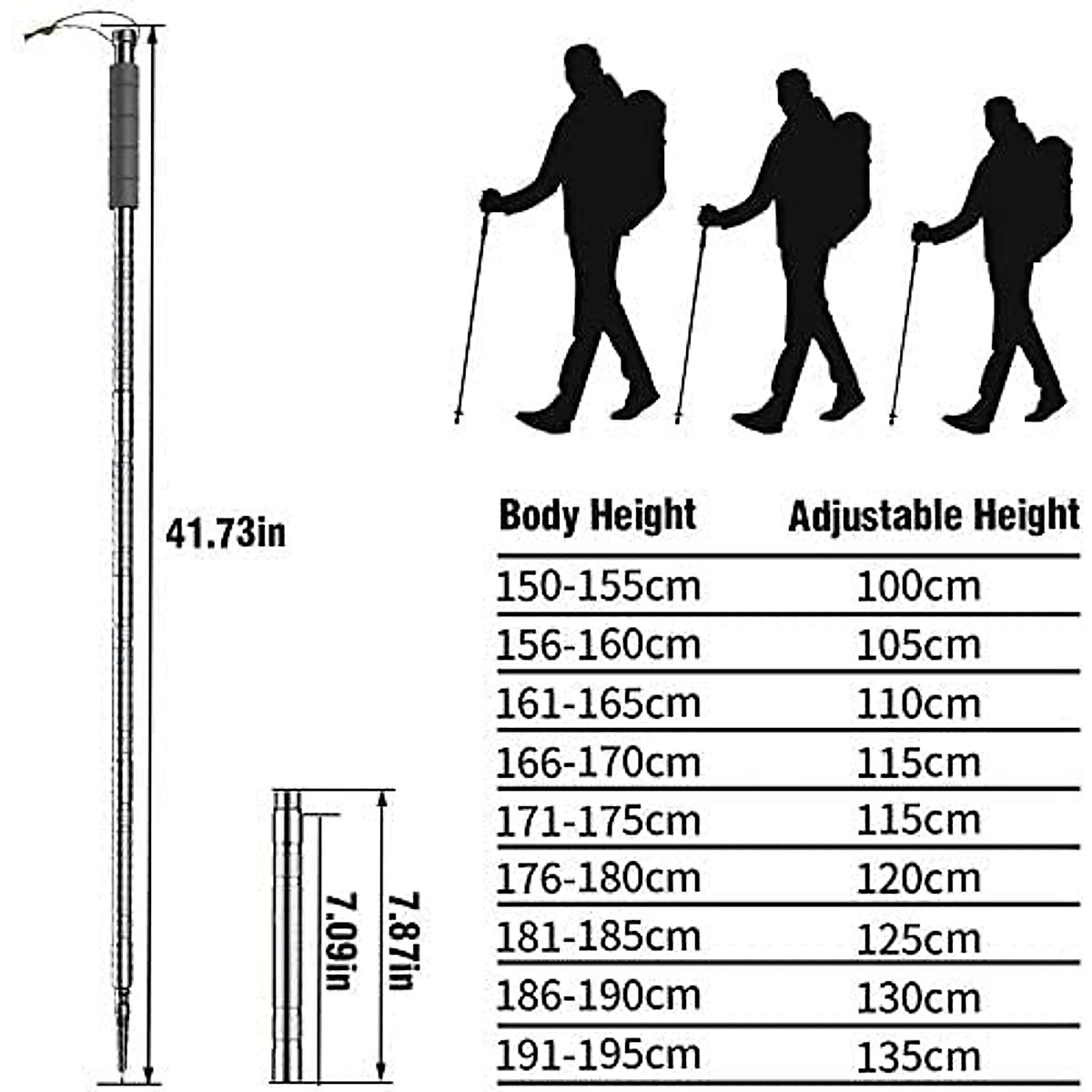 Hiking Pole Detachable Lightweight for Hiking Stick Walking Pole for Man Women