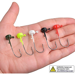 Ned Rig Jig Head Hooks Kit, 30pcs Finesse Mushroom Jig Heads for Soft Lures Mushroom Jig Heads Ned Rig Hooks for Bass Crappie Fishing 1/10oz 1/8oz 1/6oz